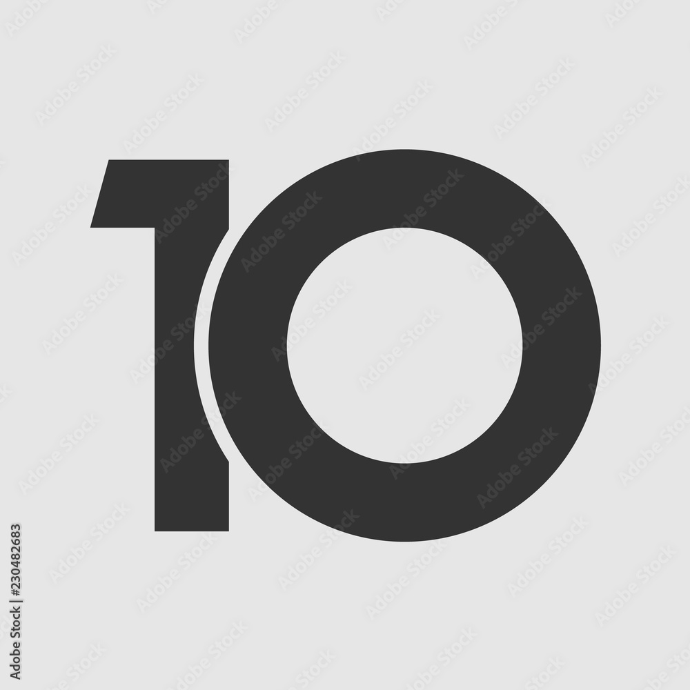 10 th years old logotype. Isolated simple abstract graphic symbol of 10 ...