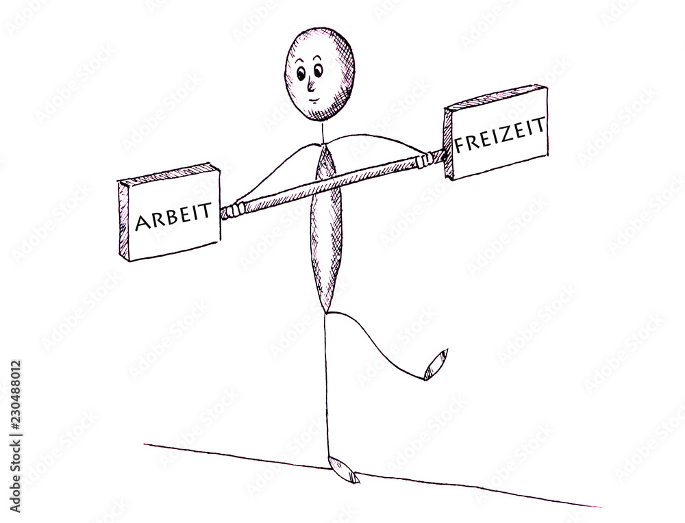 Balance zwischen Arbeit und Freizeit, Stress Stock-Illustration | Adobe ...
