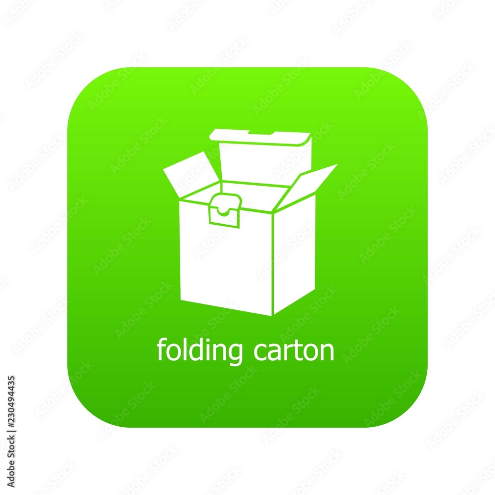 Folding carton icon green vector isolated on white background Stock ...