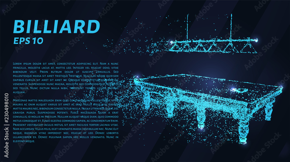 The pool of blue glowing lights. A billiard table of particles. Stock ...