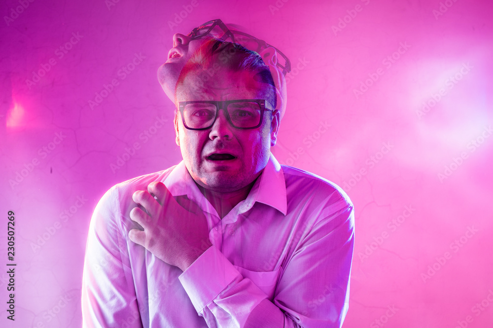 Panic attack. Young men having panic disorder. Chest pain, shortness of ...