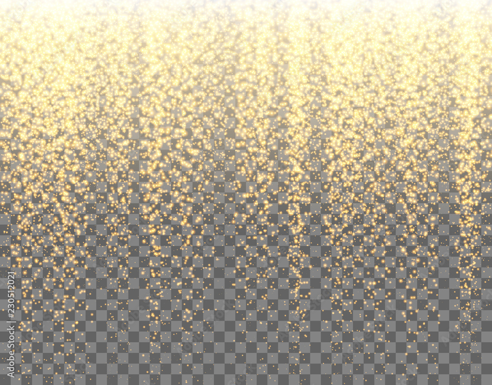 Gold sparkles on the transparent background. Vector light effect. Stock ...