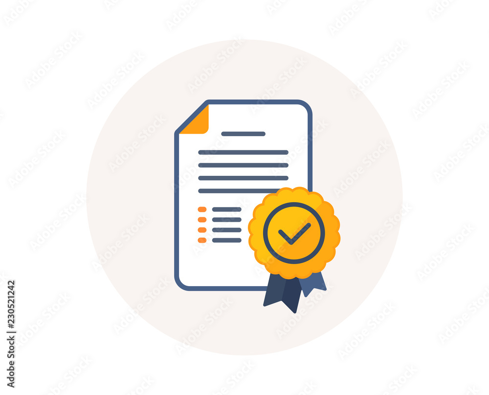 Certificate diploma icon. Graduation document with medal sign ...