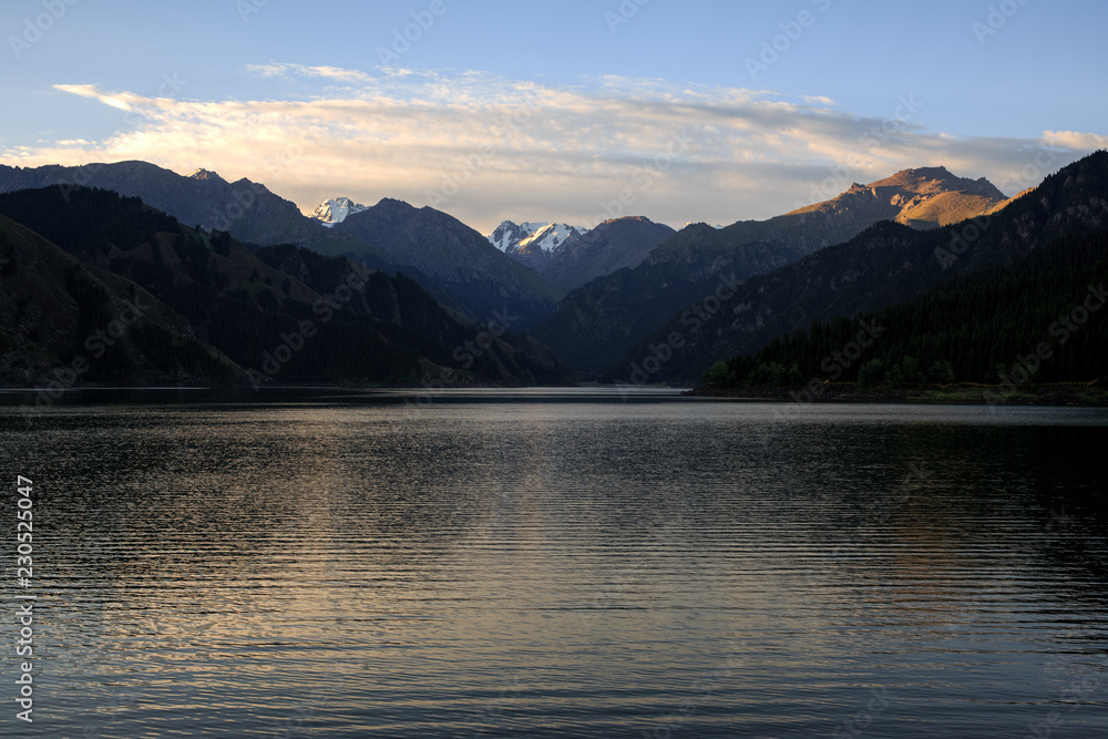 Heavenly Lake of Tianshan (Tianchi) - Alpine lake in Xinjiang Province ...