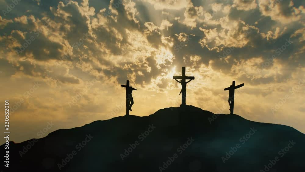 Calvary hill outside ancient Jerusalem where Jesus Christ was crucified ...