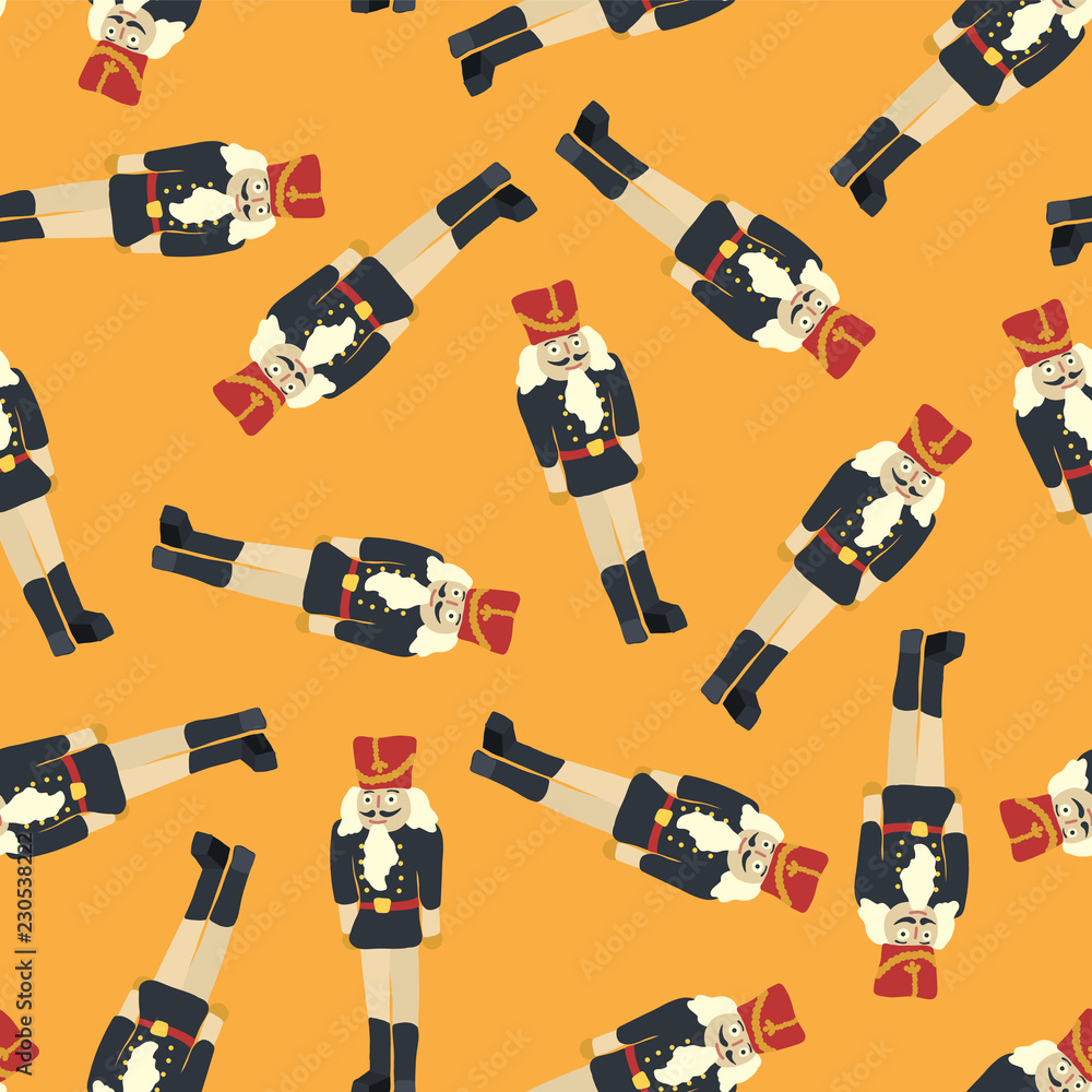 Seamless vector Nutcracker pattern background. Christmas pattern with ...