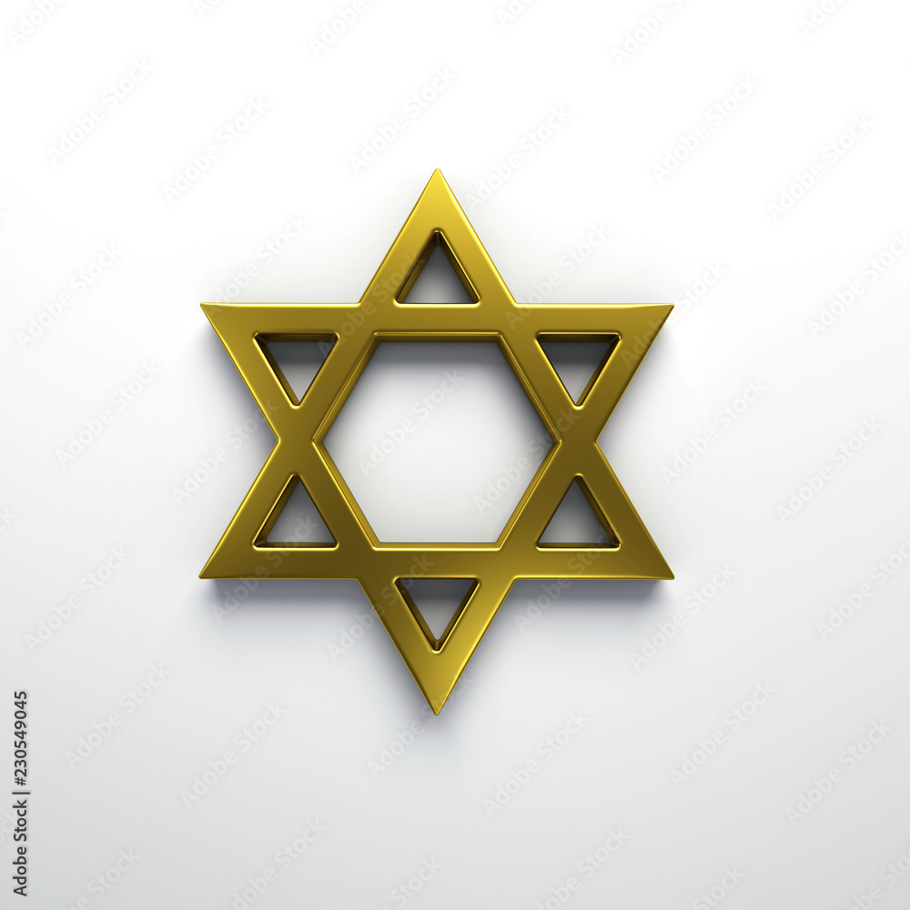 Star of David Gold Color. 3D Render illustration Stock Illustration ...