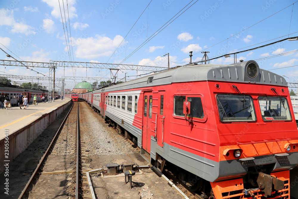 Train on Leningradsky railway station-- is one of the nine main railway ...