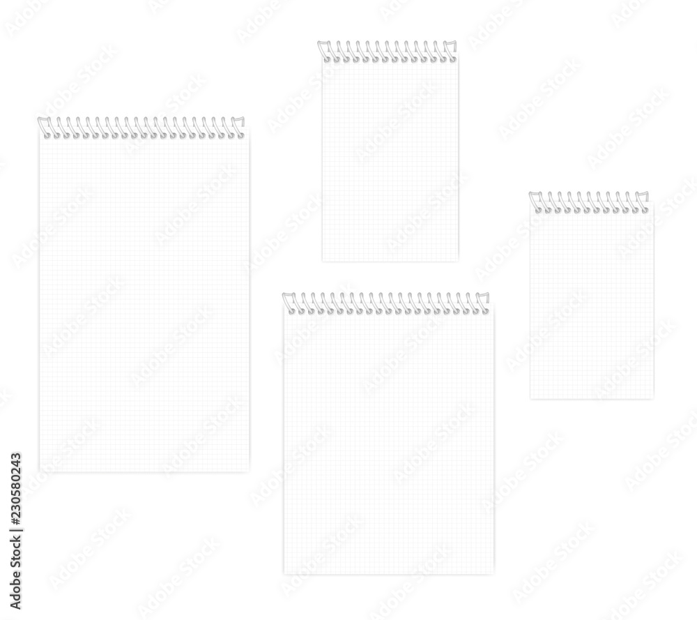 Grid lined wire bound note books - set of US paper formats Stock Vector ...