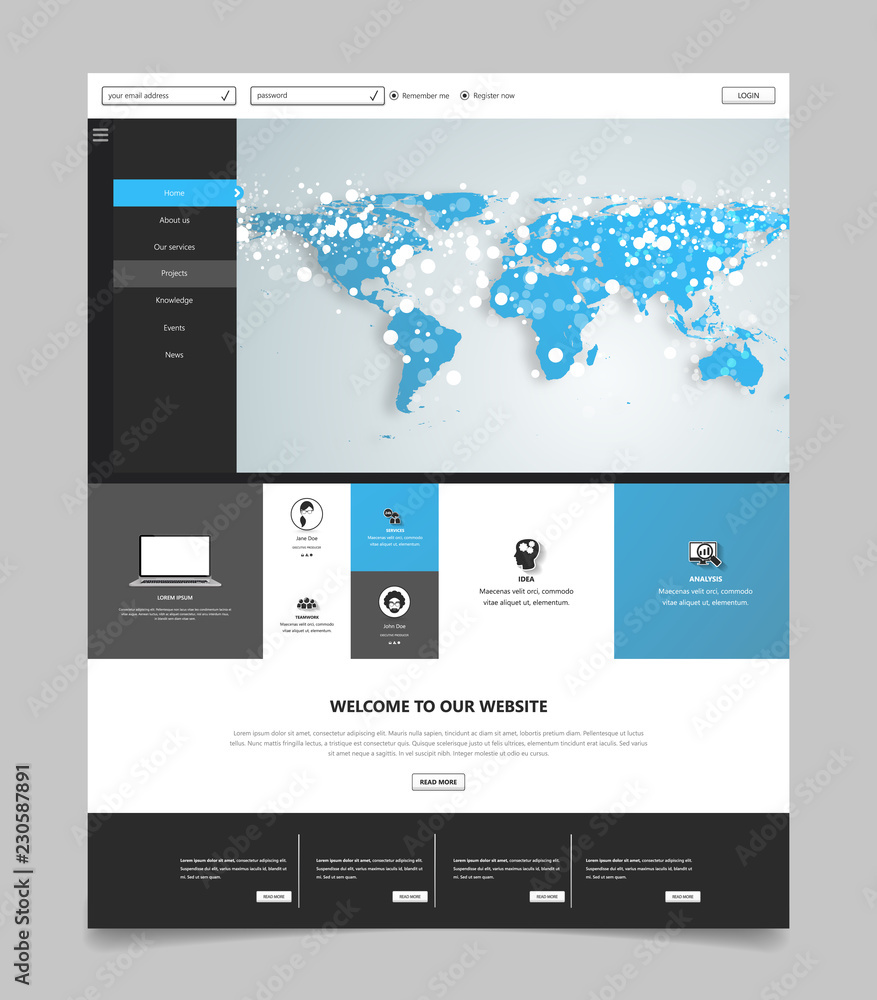 Set of effective website template designs. Modern flat design vector ...