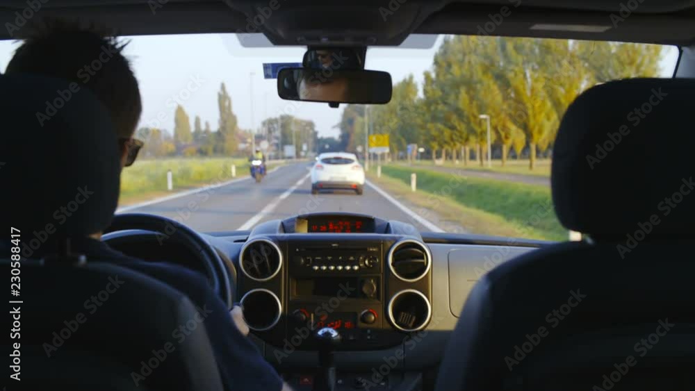 Timelapse driving view from inside the car 4K. Static long shot from ...