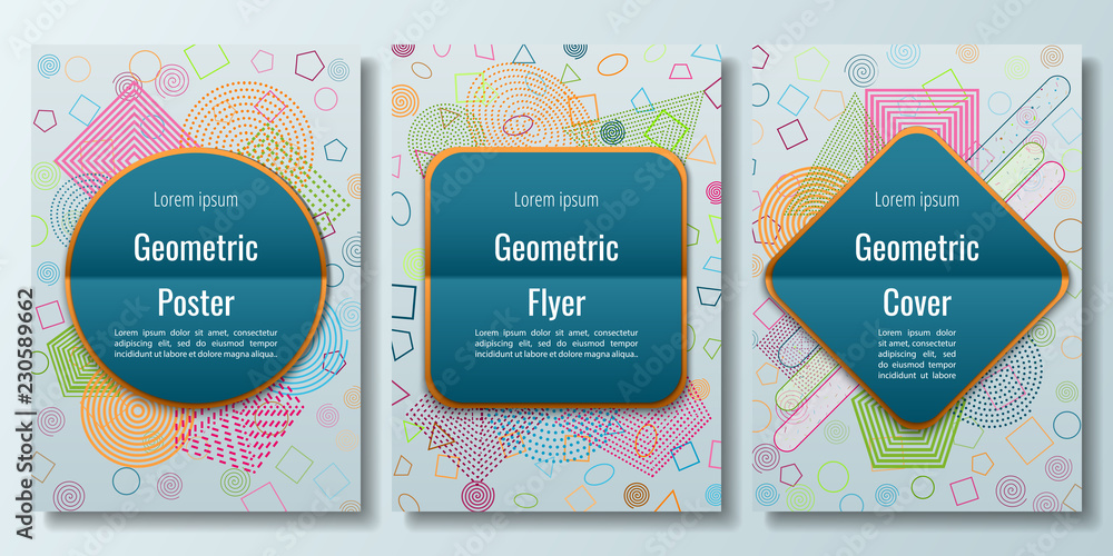 Posters, covers, leaflets with abstract geometric figures. A set of ...