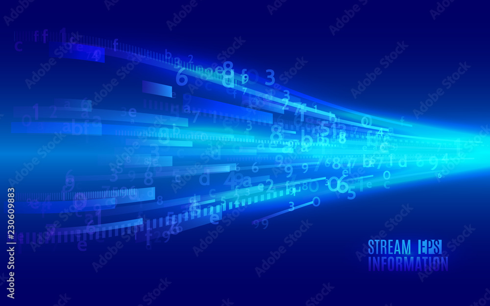 Streaming binary code. Abstract technology background. Big data flow ...