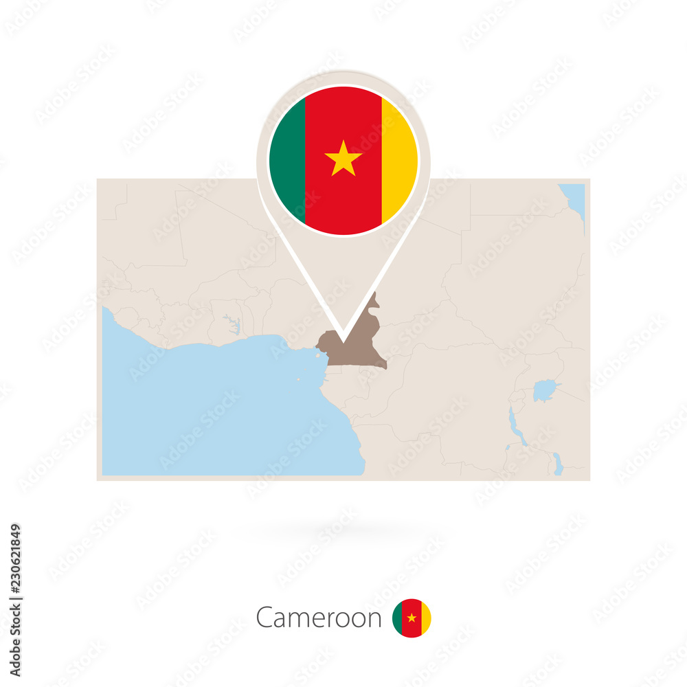 Rectangular map of Cameroon with pin icon of Cameroon Stock Vector ...