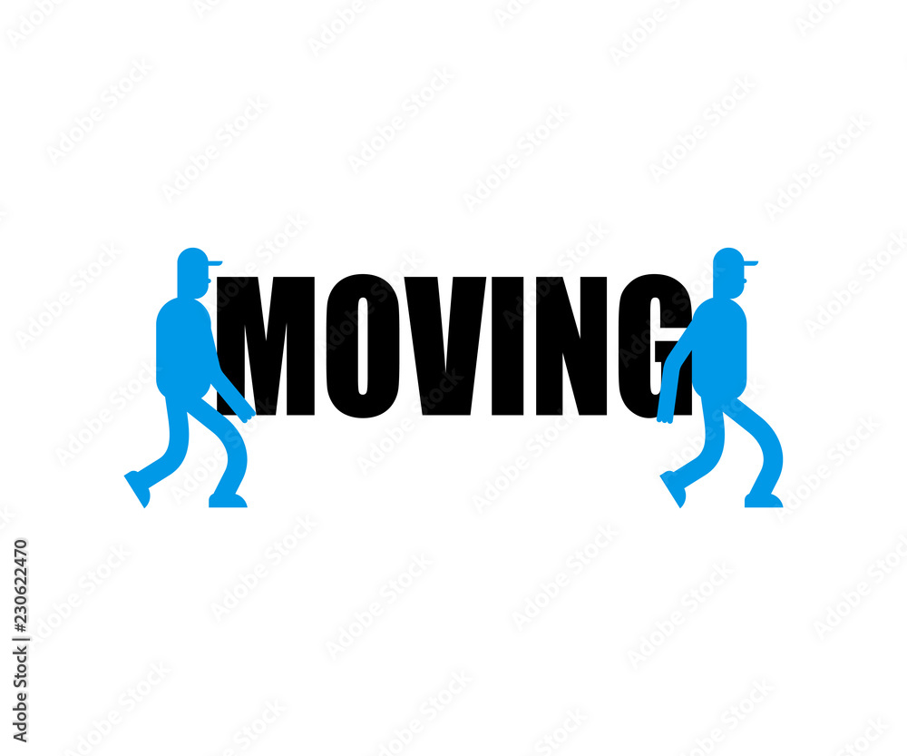 Moving service logo Delivery sign. Two Movers. Porters carry symbol ...