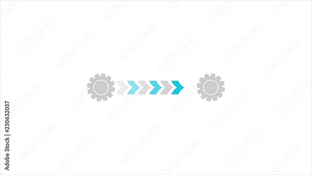 Loading waiting tech design elements with arrows and gears motion ...