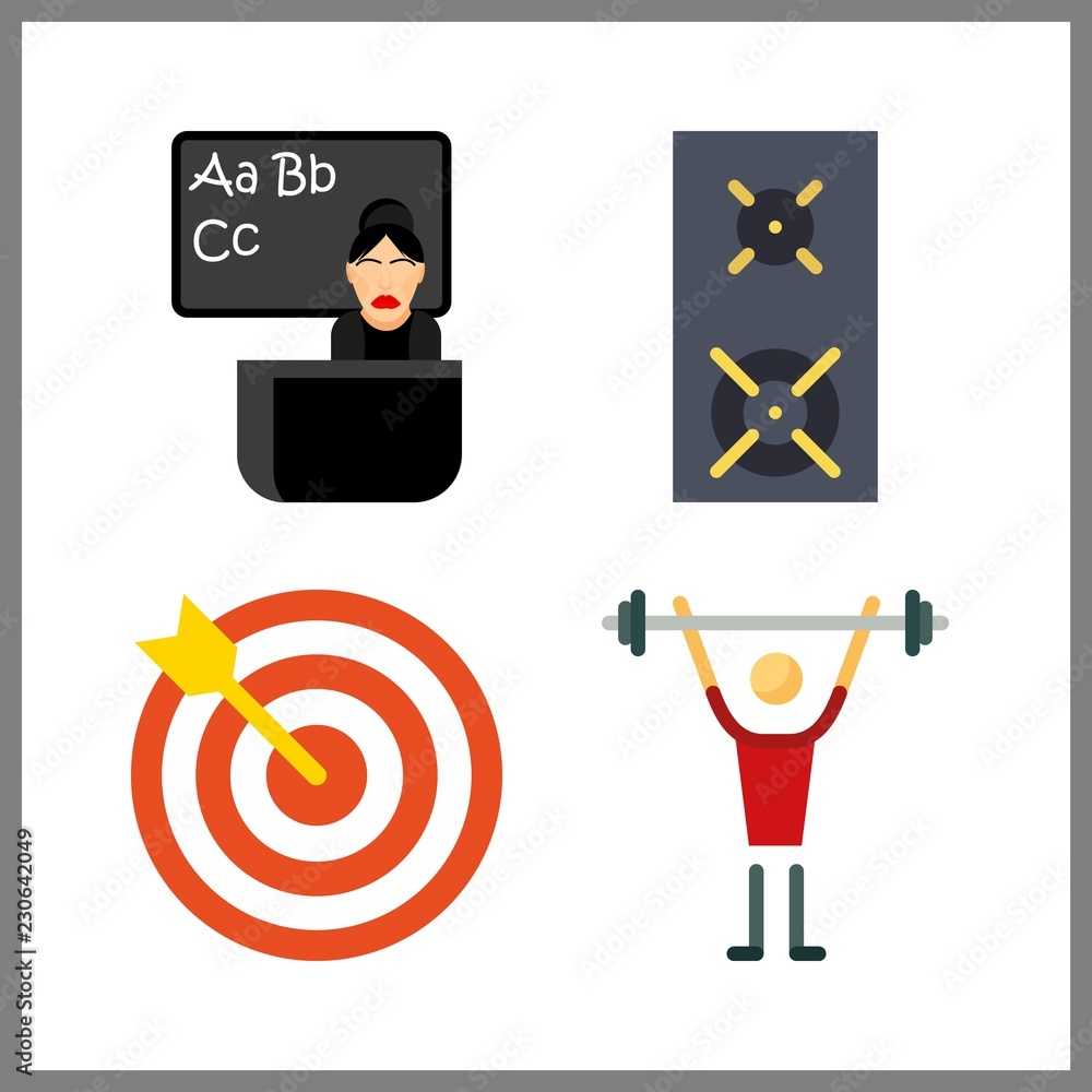 4 center icon. Vector illustration center set. training and speaker ...