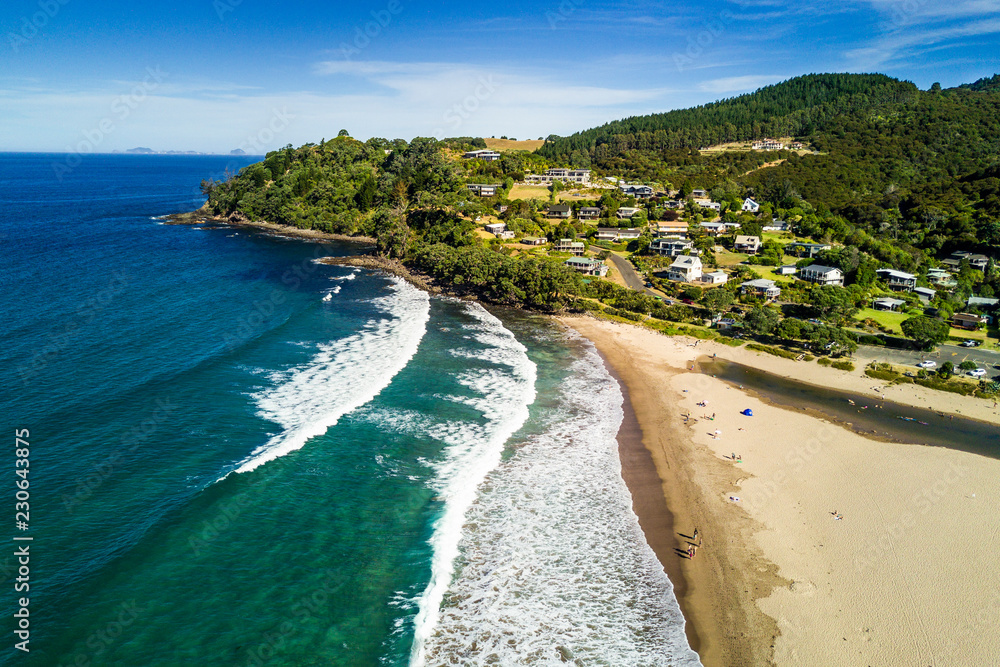 Arial view of Hot Water Beach in Coromandel, New Zealand Stock Photo ...