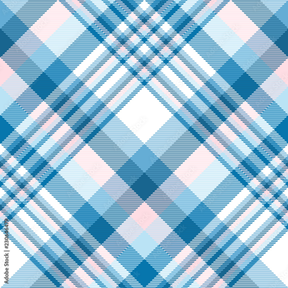 Plaid pattern in blue, pink and white. Seamless fabric texture. Stock ...