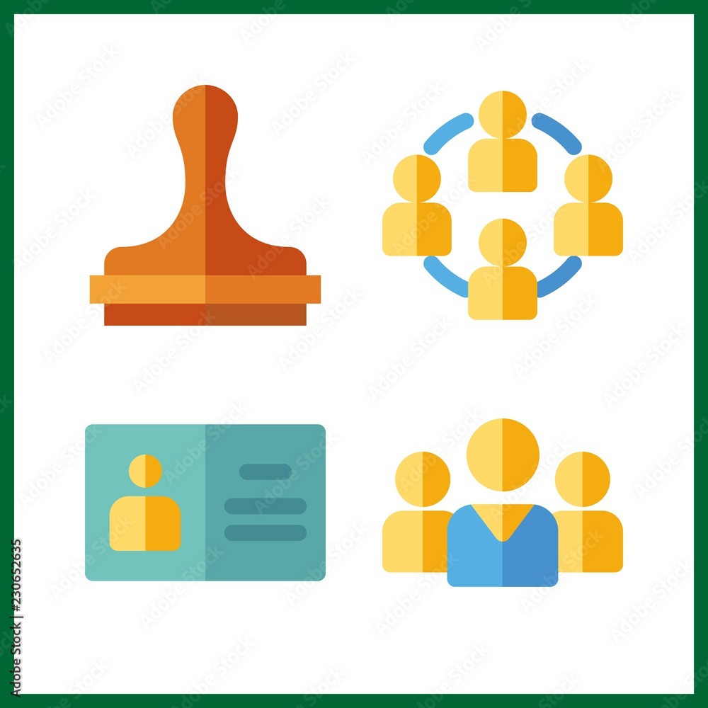 4 employee icon. Vector illustration employee set. paper work and ...