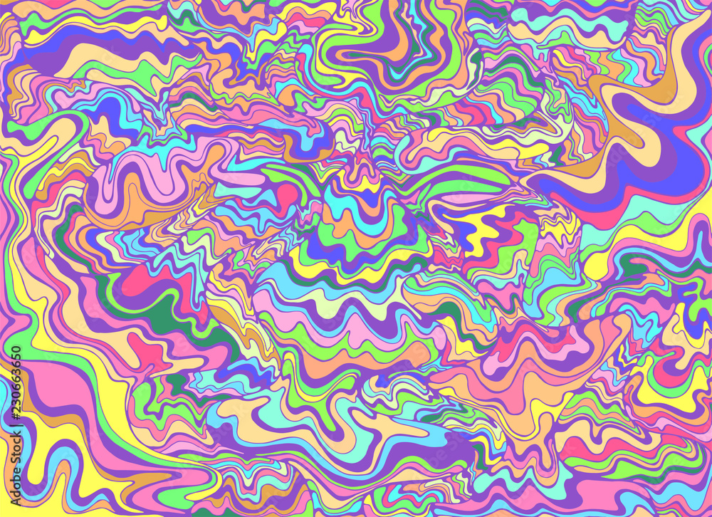 Decorative psychedelic waves, pastel colors. Fantasy doodle pattern ...