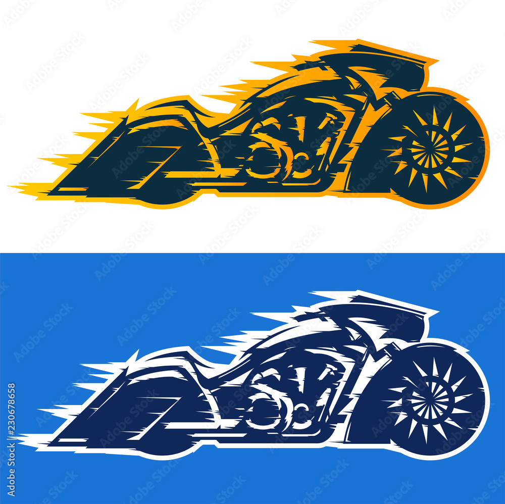 Motorcycle vector illustration Bagger style, Baggers custom motorbike ...