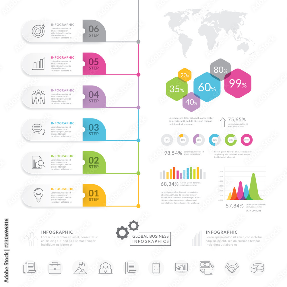 Business infographic elements. Modern infochart, marketing chart and ...