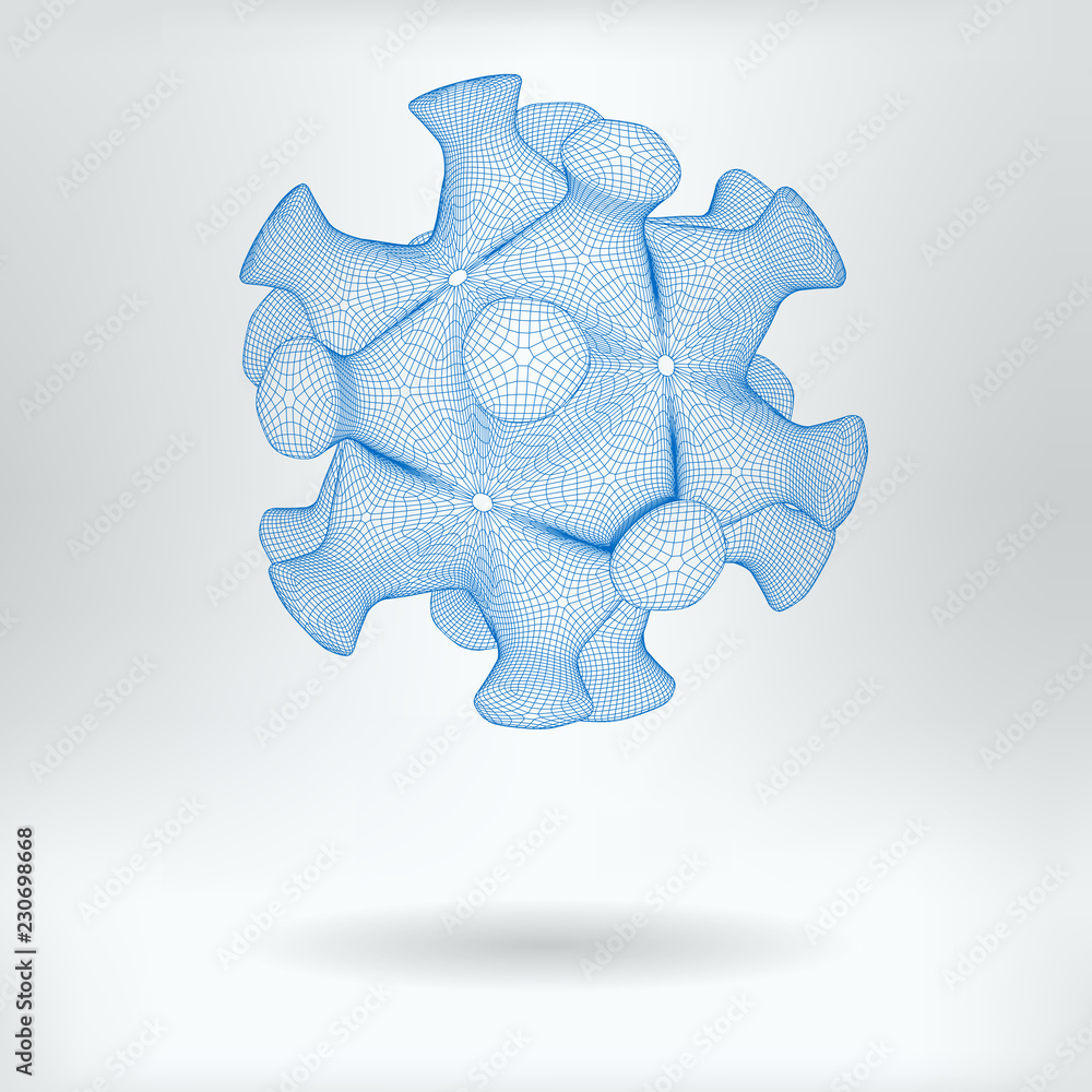 Vector 3D Model HIV Virus Particle Drawing - Human Immunodeficiency ...
