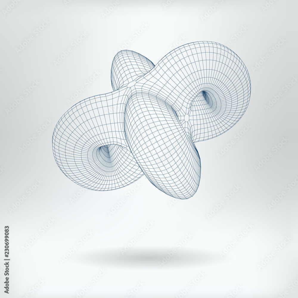 Vector 3D Model Non Euclidean Geometric Concept Icon - Low Poly ...