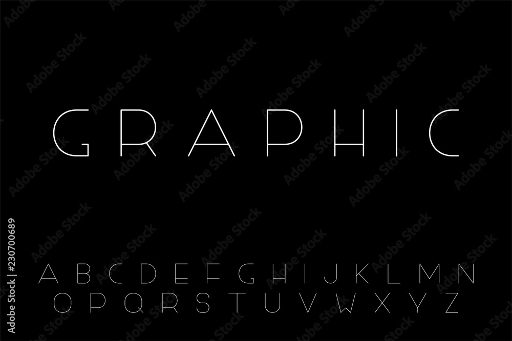 Vector minimalistic font - creative English alphabet, thin latin ...