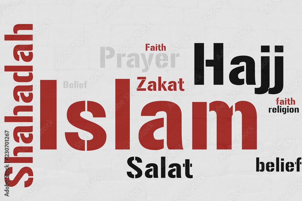 Islam Core Beliefs - Word Cloud Illustration Stock Illustration | Adobe ...
