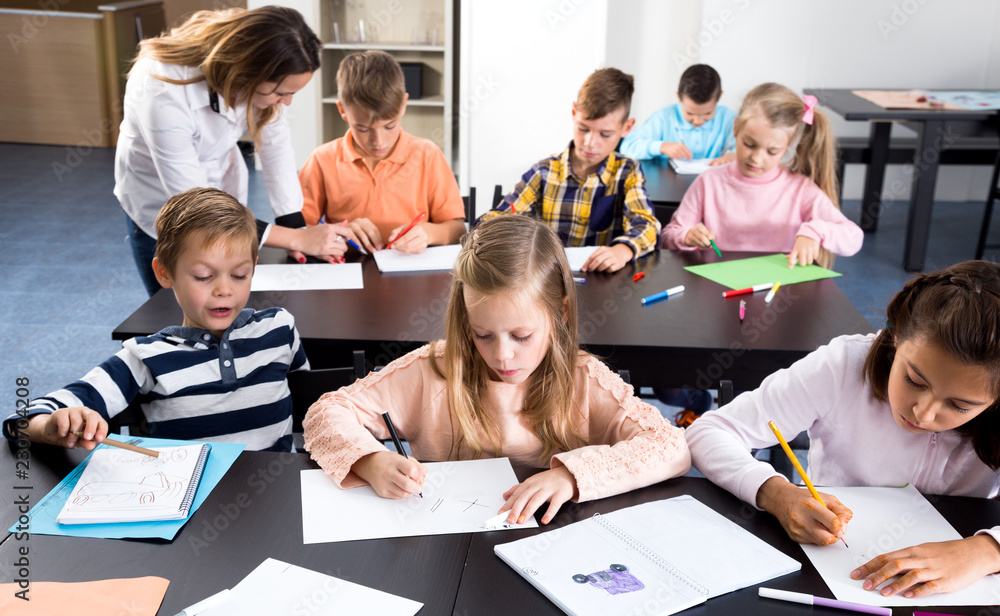 Professor and elementary age children Stock Photo | Adobe Stock