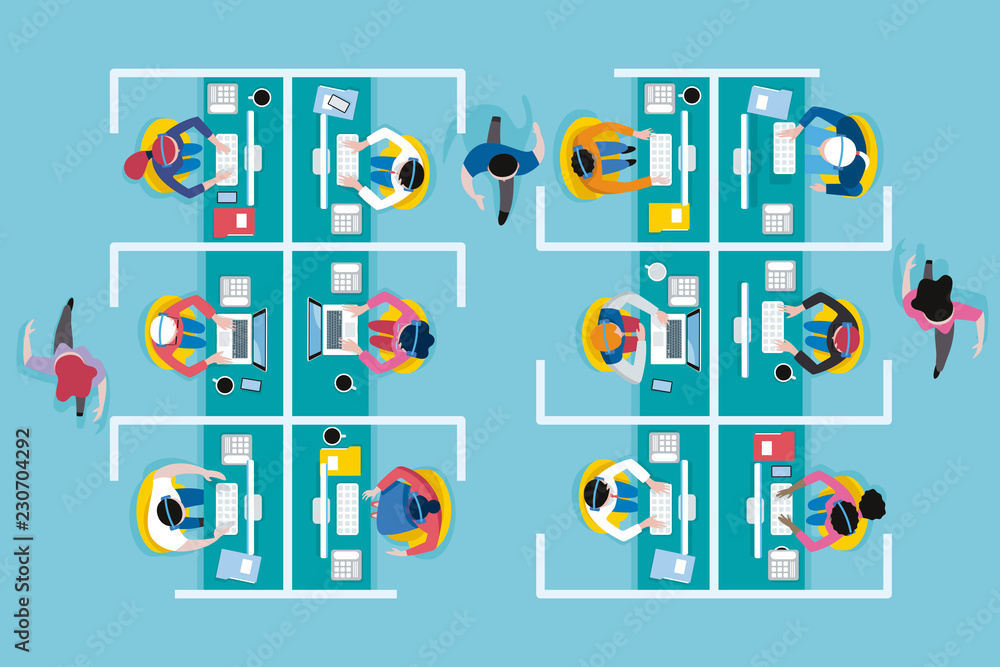 Top view call center Stock Vector | Adobe Stock