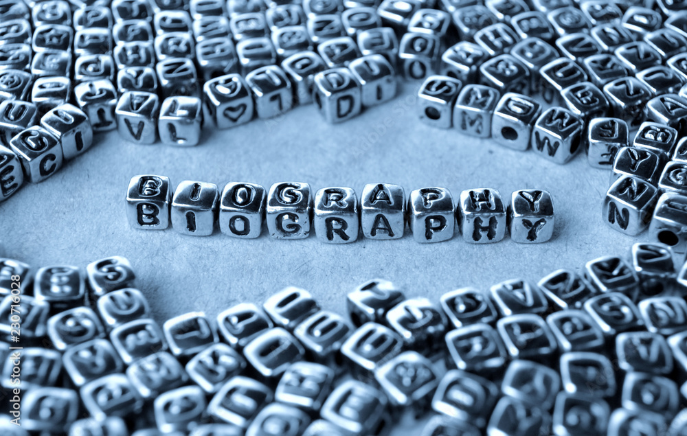 Biography - Word from Metal Blocks on Paper - Concept Photo on Table ...