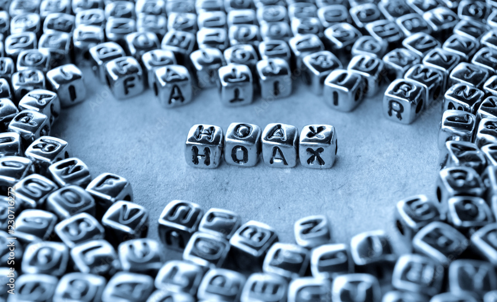 Hoax - Word from Metal Blocks on Paper - Concept Photo on Table Stock ...