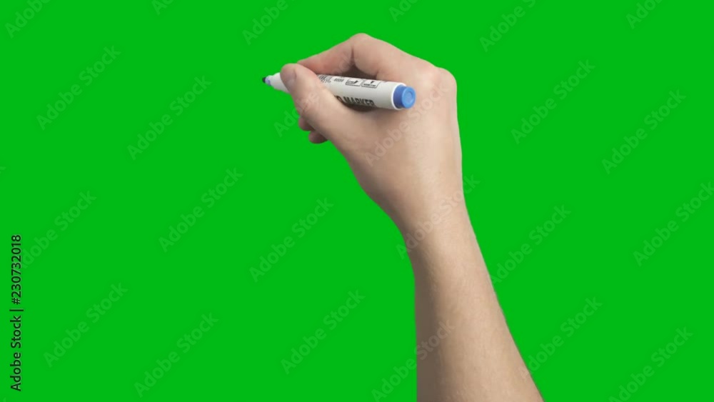 Male Hand Whiteboard Blue Marker Scribble Writing Short Strokes Loop ...
