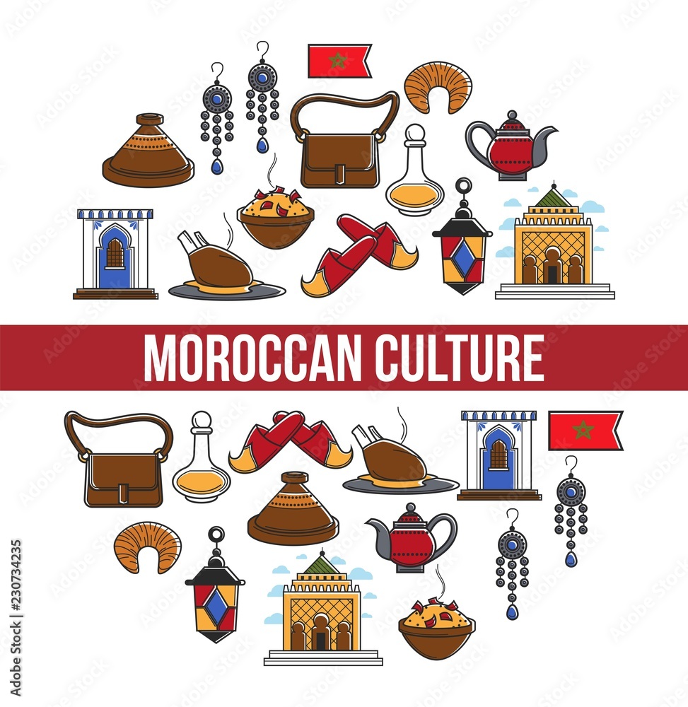 Moroccan symbols promo poster with cultural elements and sample text ...