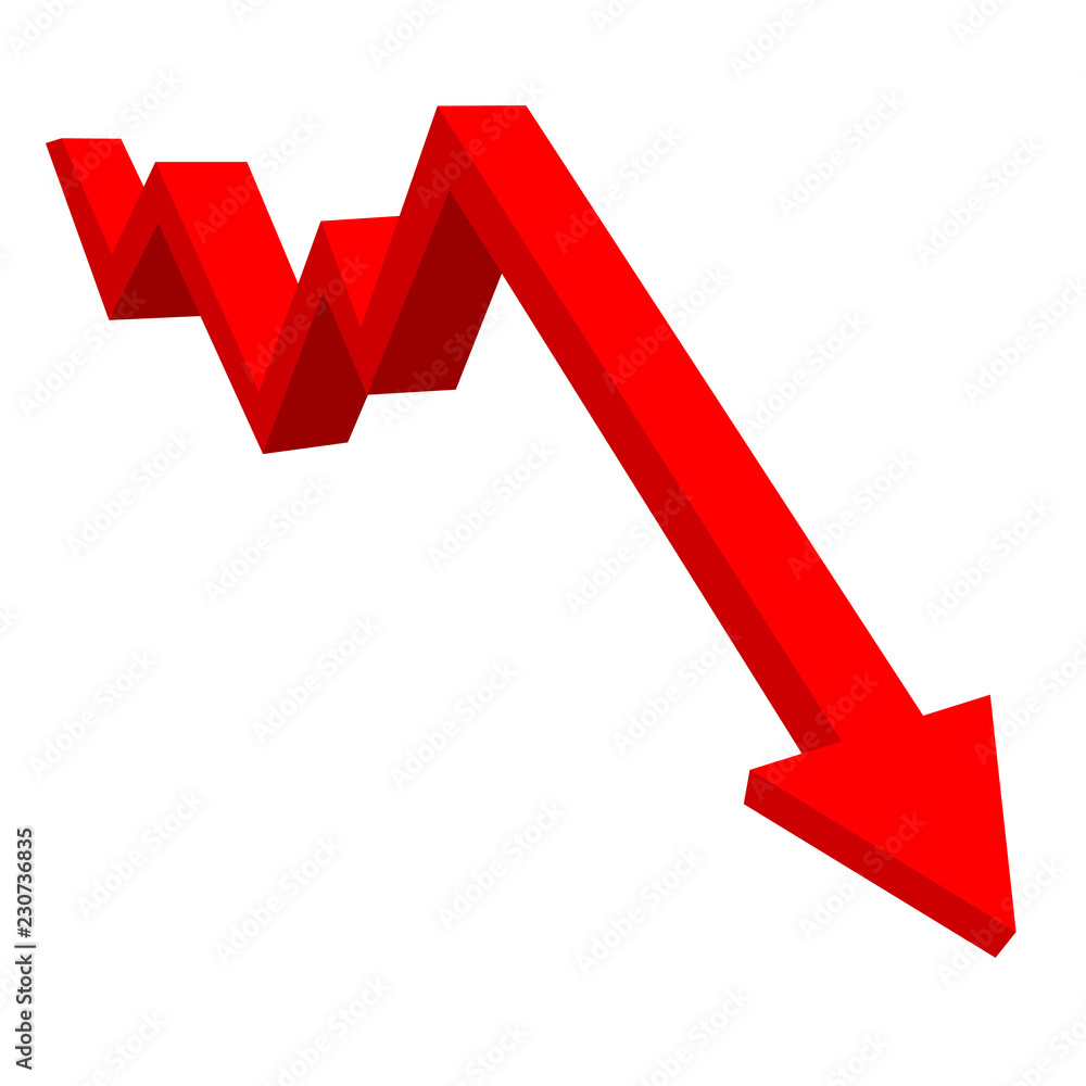 red arrow decreasing icon Stock Illustration | Adobe Stock