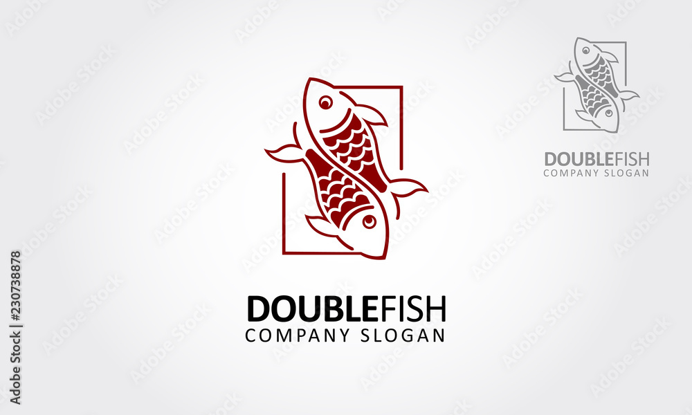Vecteur Stock Double Fish Vector Logo Illustration. Vector silhouette ...