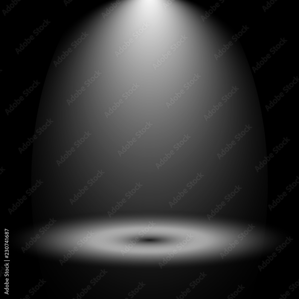 Fondo negro con reflector sobre suelo iluminado Stock Illustration ...