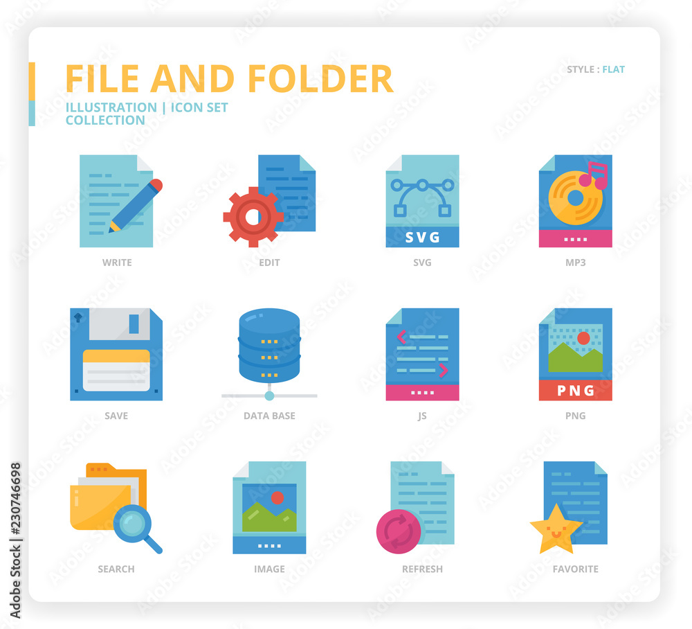 File and folder icon set Stock Vector | Adobe Stock