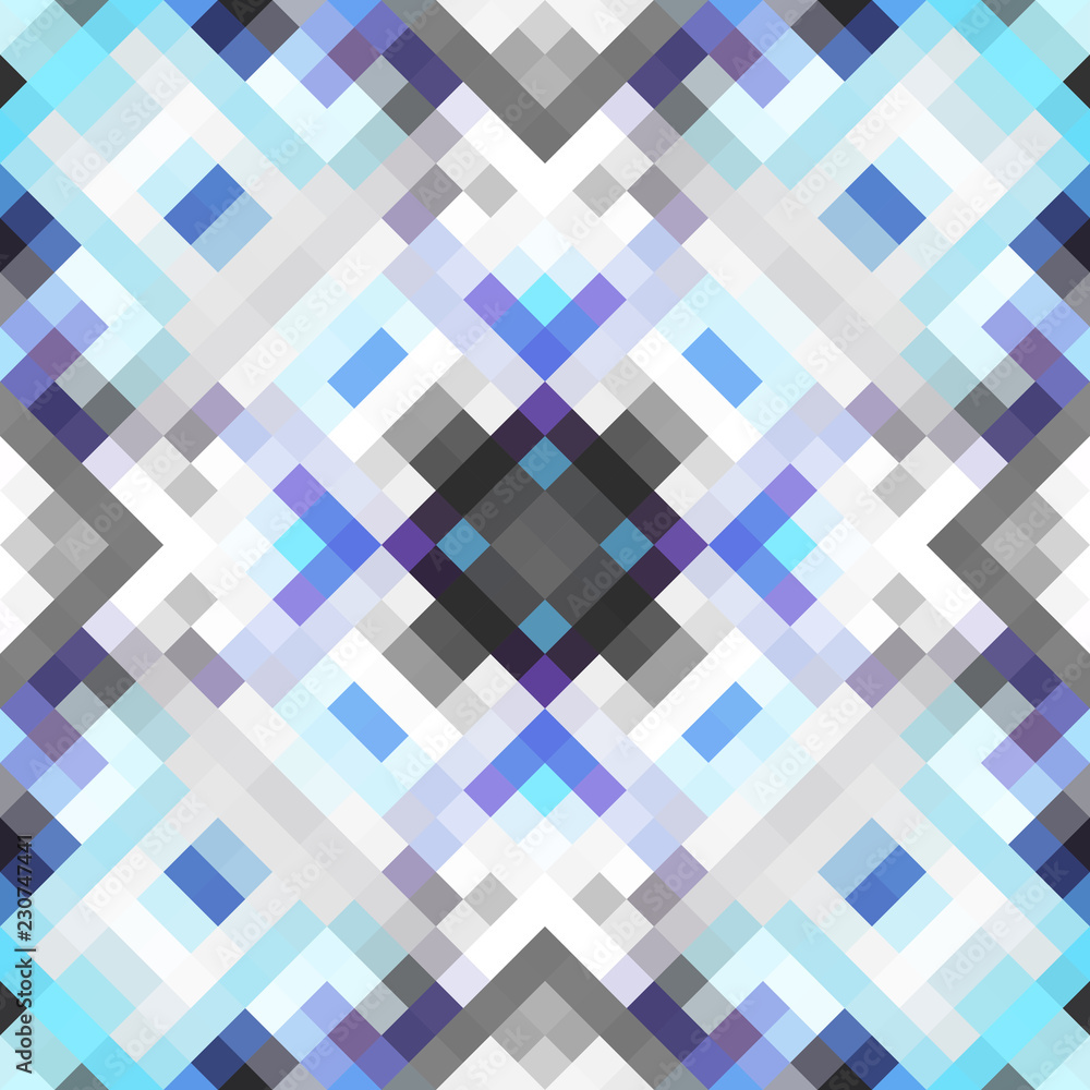 Geometric abstract symmetric pattern in pixel art style. Seamless ...