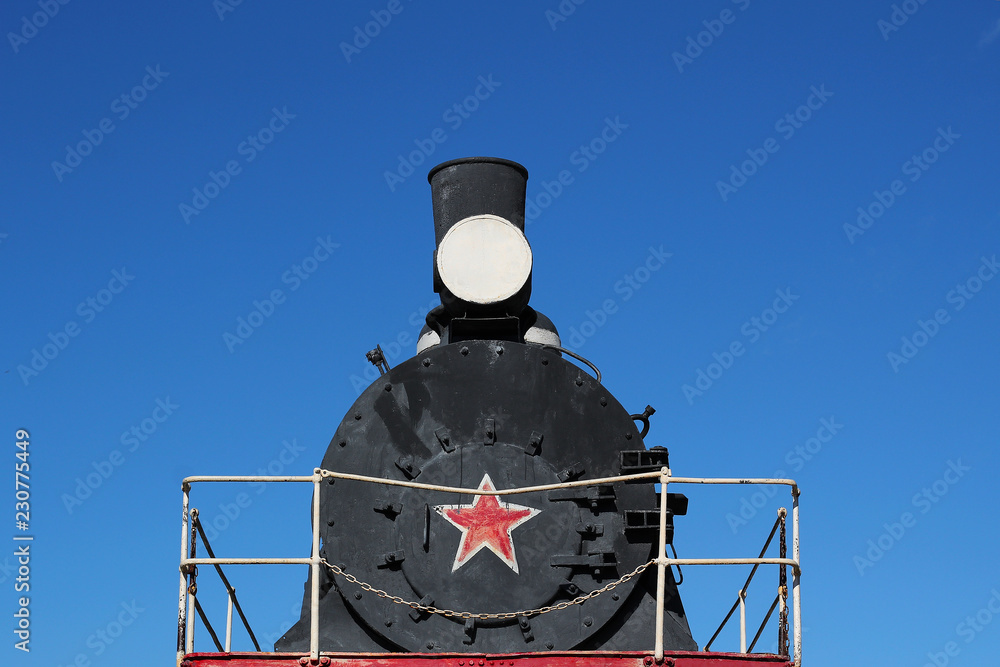 Old train front view. Nastolgiya. Locomotive. Stock Photo | Adobe Stock
