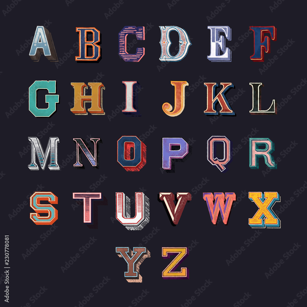 English alphabet letter a to z icon isolated Stock Vector | Adobe Stock