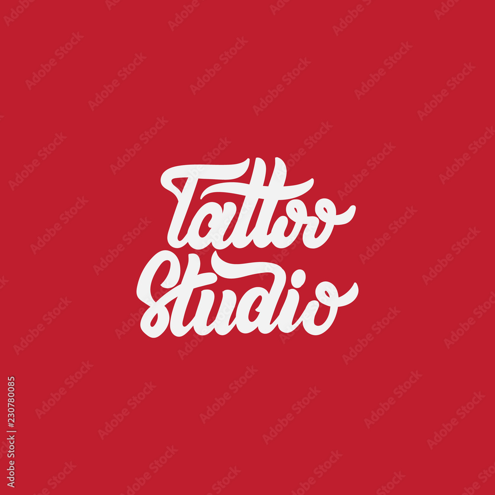 Tattoo Studio. Vector handwritten trendy lettering. Template for card ...