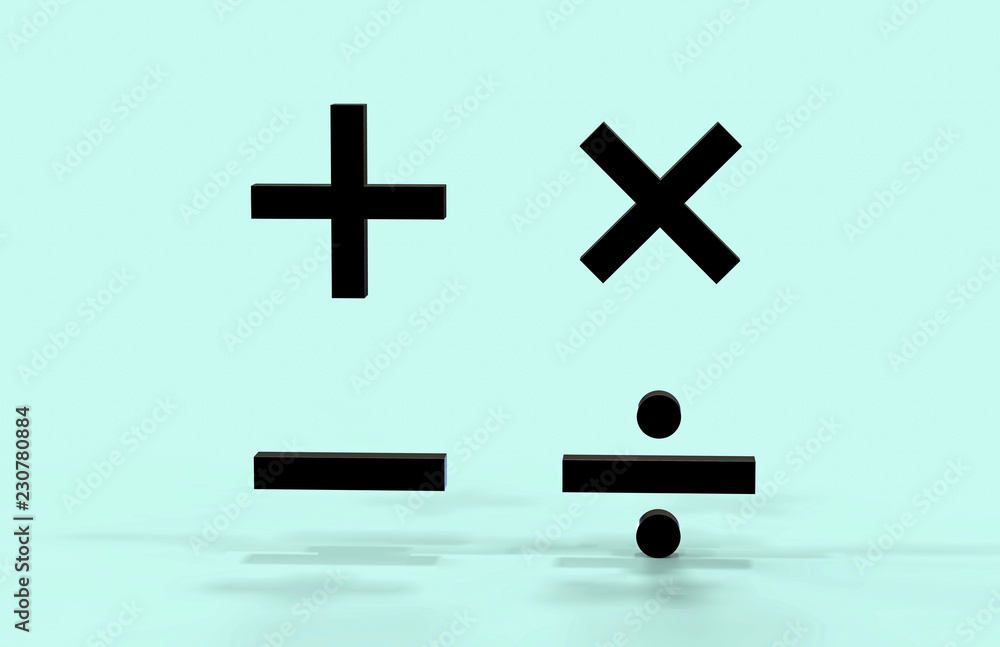Plus Minus Divide Multiply Symbols, 3D Illustration Stock-Illustration ...