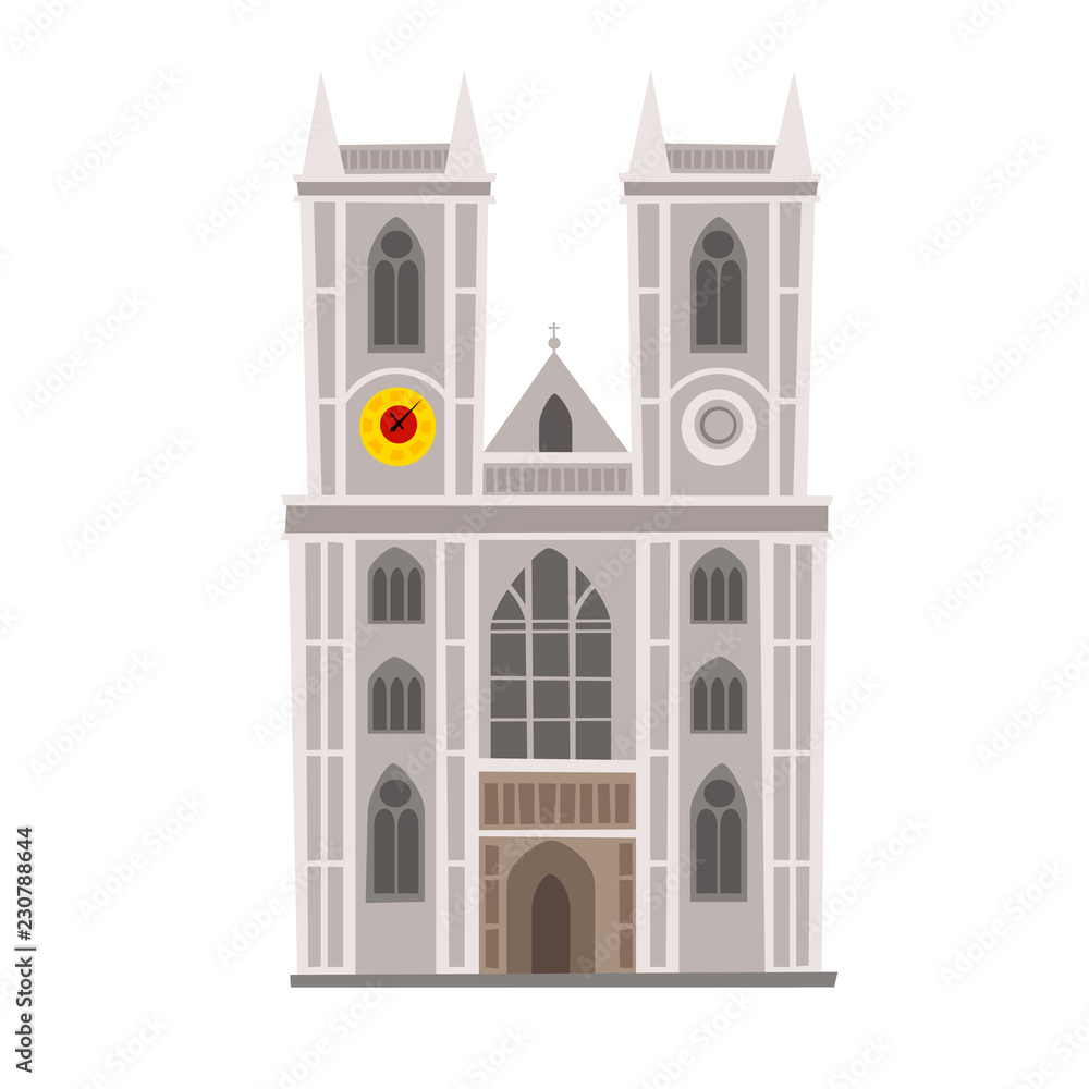 Westminster Abbey vector Illustration. England landmark, London city ...