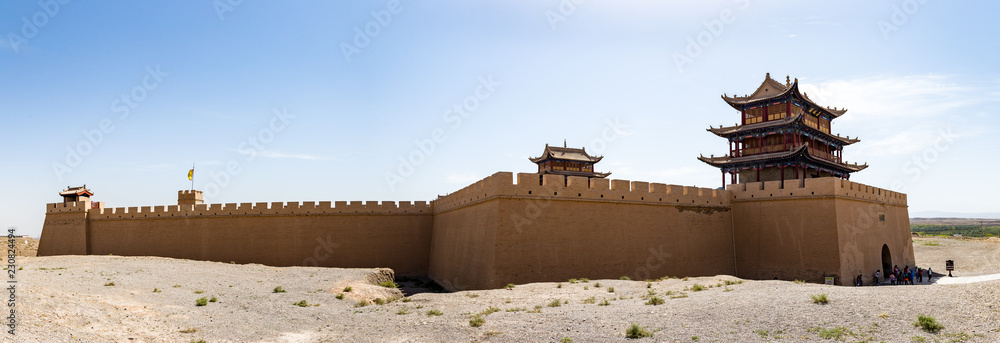 View of Jiayuguan Fort from the gate facing the Gobi desert, Gansu ...