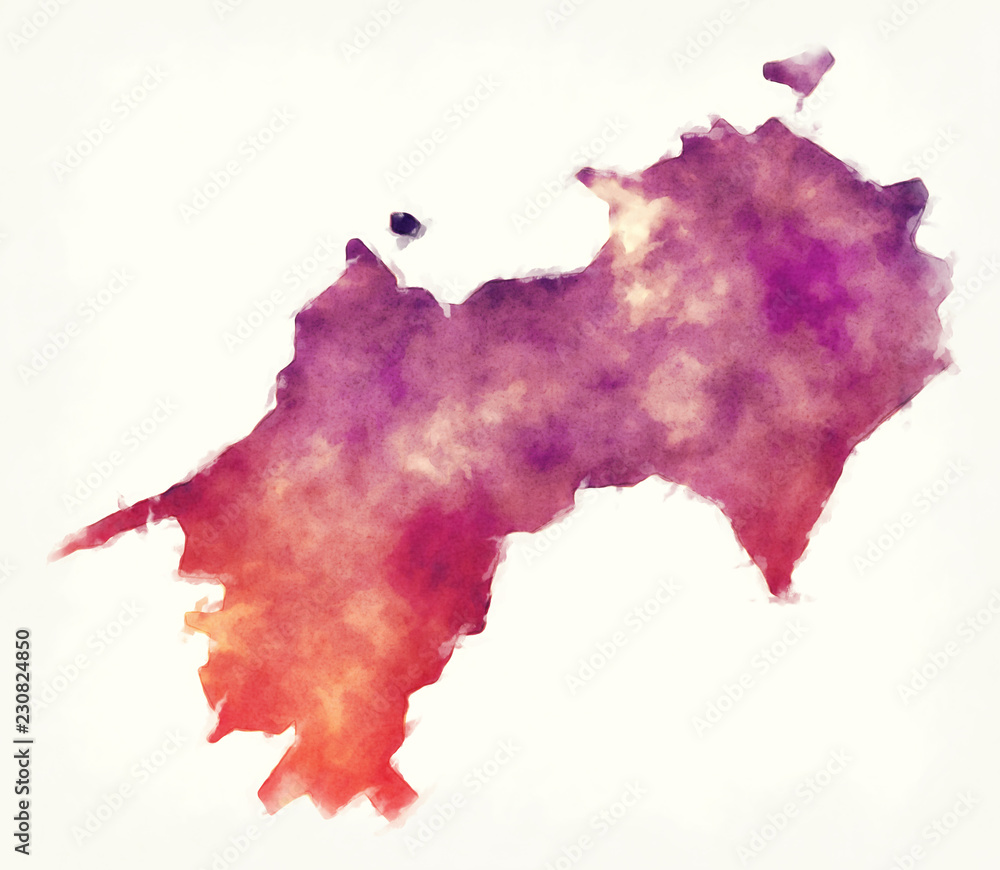 Poster Shikoku region map of Japan in front of a white background ...