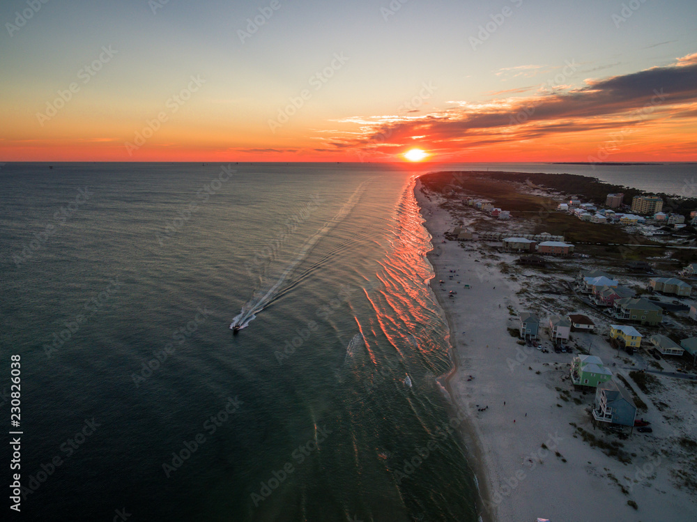 Beautiful Ocean Sunset - Drone/Aerial Photograph of Gulf Shores/Fort ...